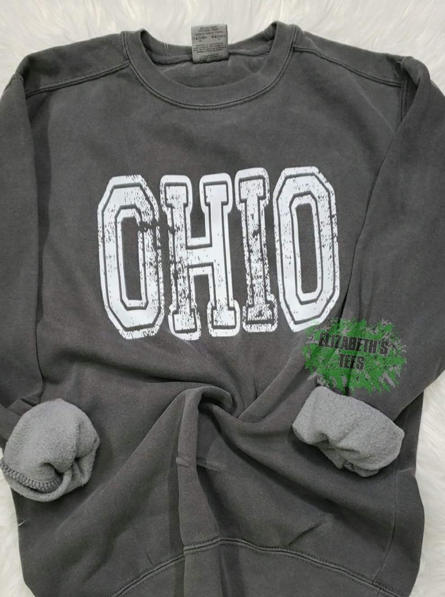 DISTRESSED OHIO IN WHITE – Elizabeth's Custom Tees